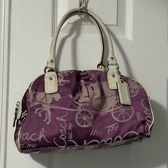 Coach | Bags | Coach Horse Carriage F4481 Jacquard Satchel Handbag ...